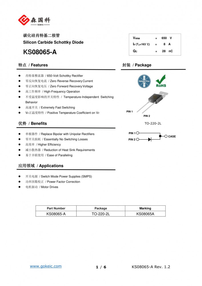 KS08065-A datasheet page 1