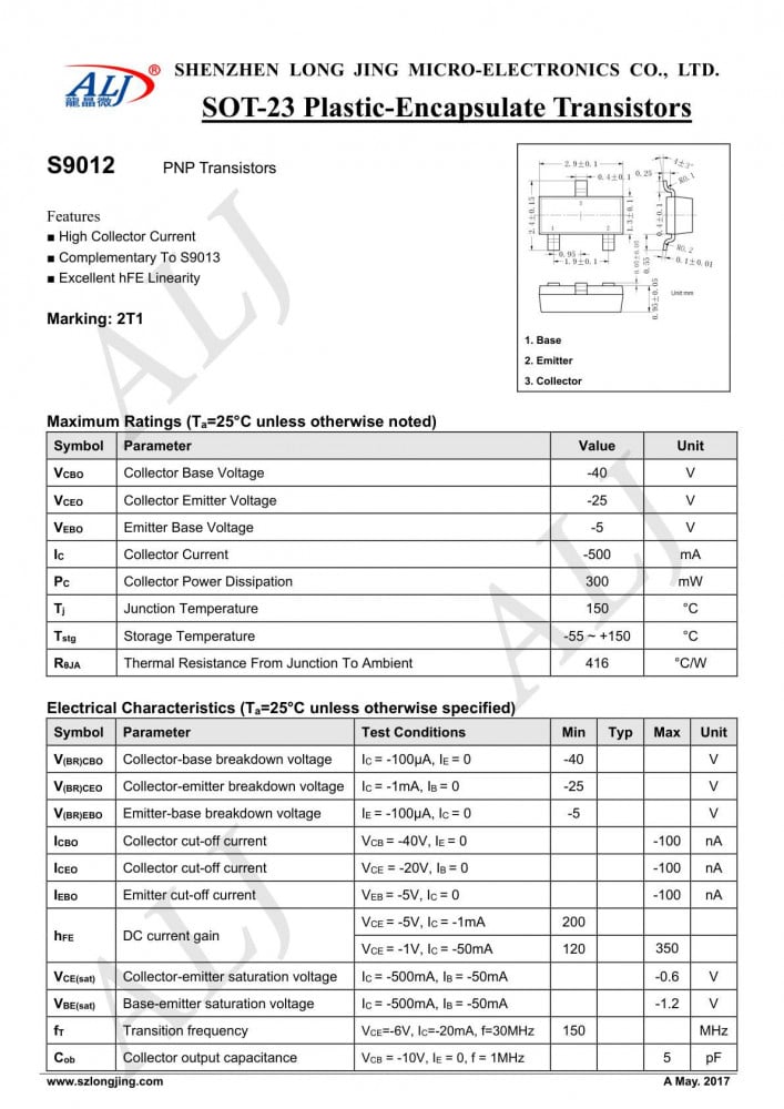ALJ S9012 datasheet page 1