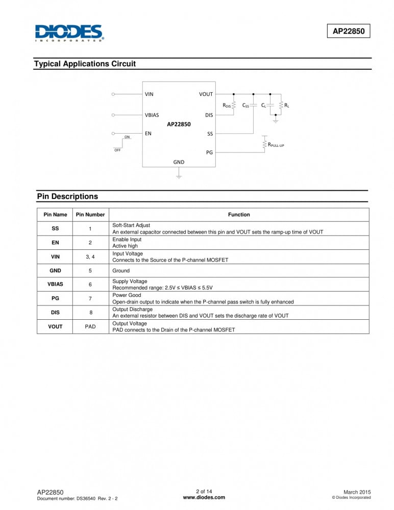AP22850SH8-7 datasheet page 2
