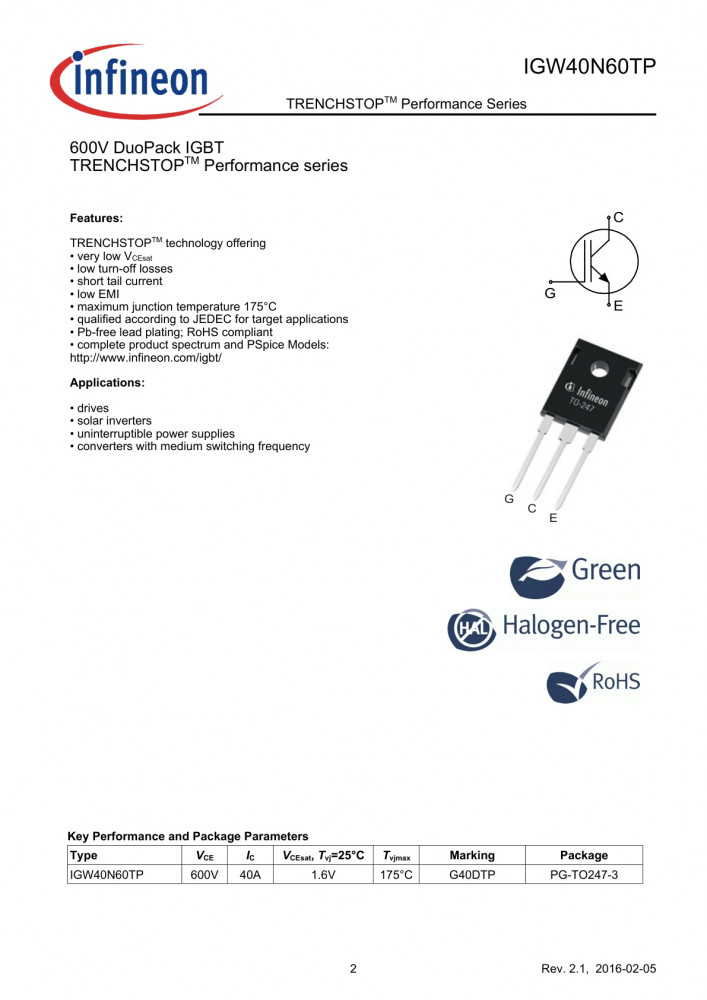 IGW40N60TP datasheet page 2