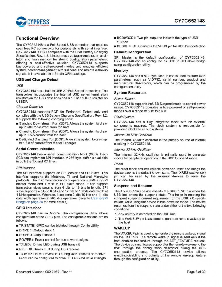 CY7C652148 datasheet page 9