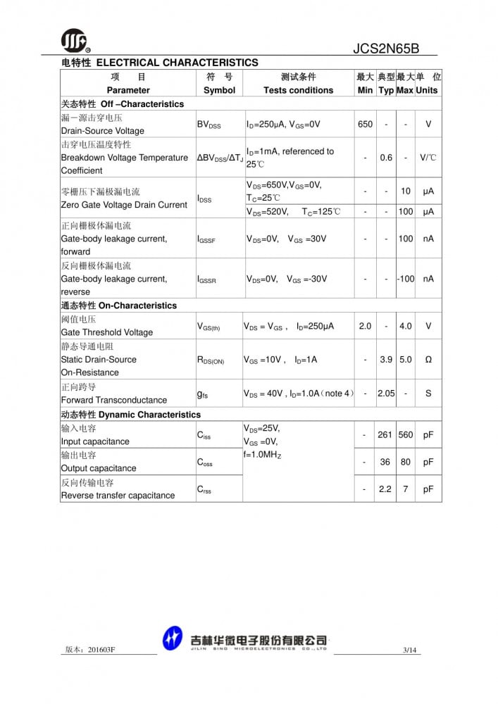 JCS2N65FB datasheet page 3