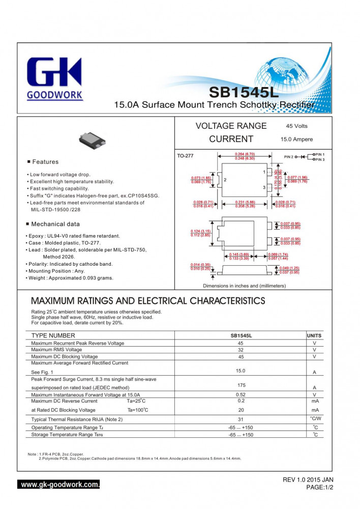 SB1545L datasheet page 1