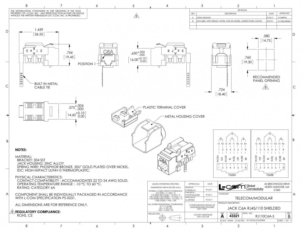 RJ110C6A-S technical document preview
