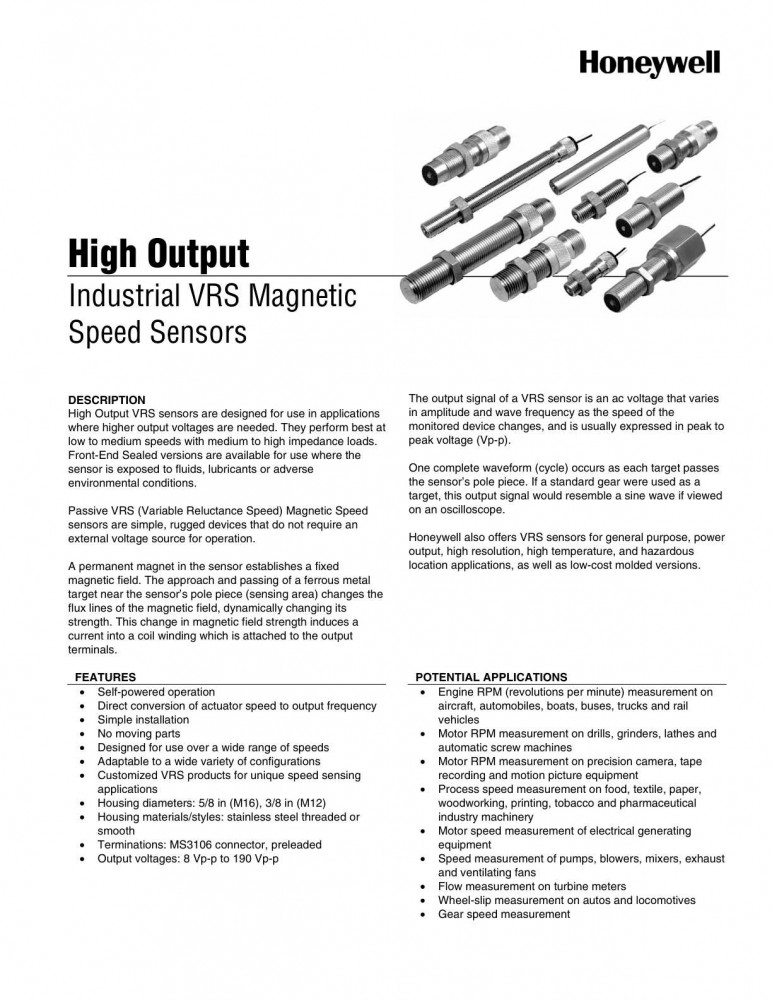 Honeywell M3030 technical document page 1