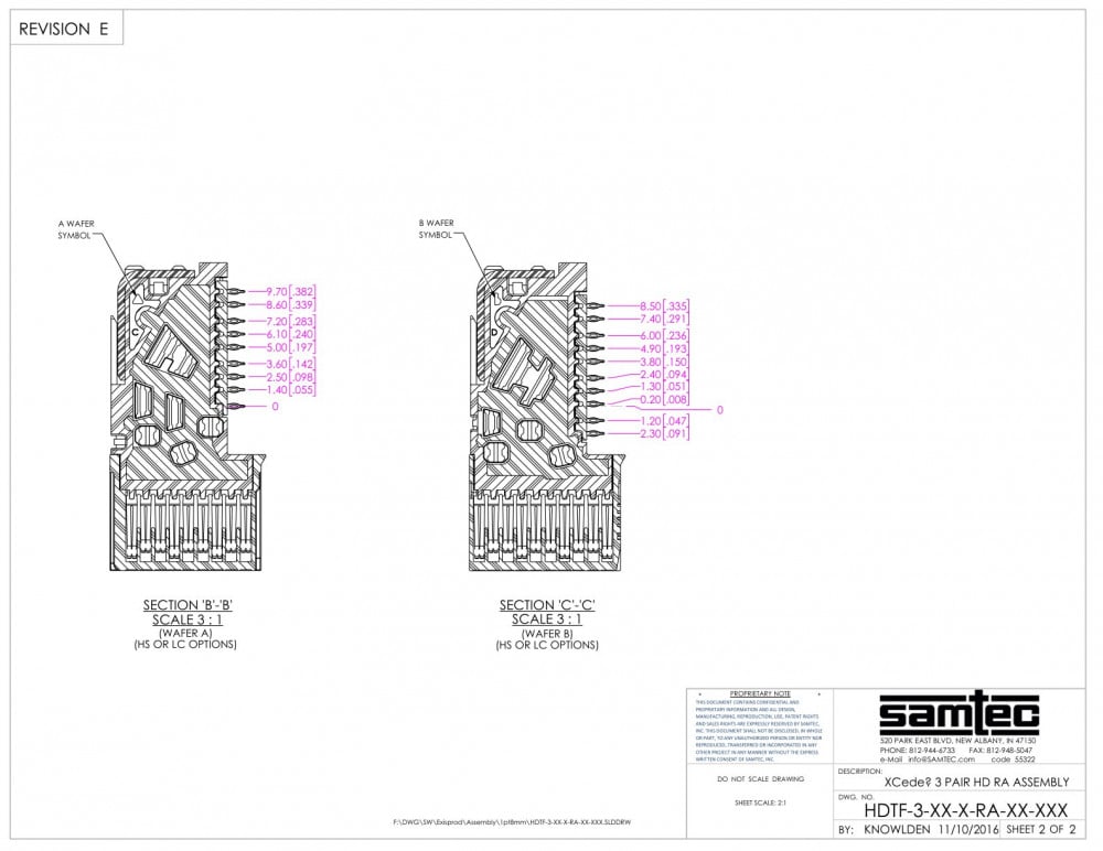 Samtec HDTF drawing page 2