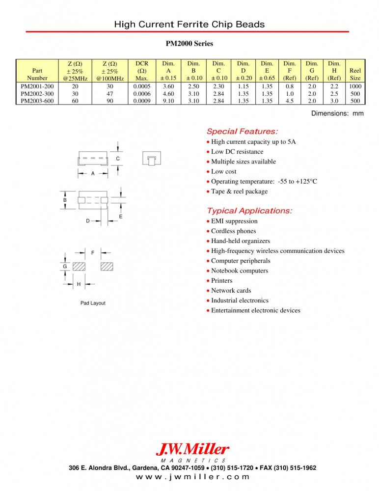BOURNS PM2000 Series technical document page