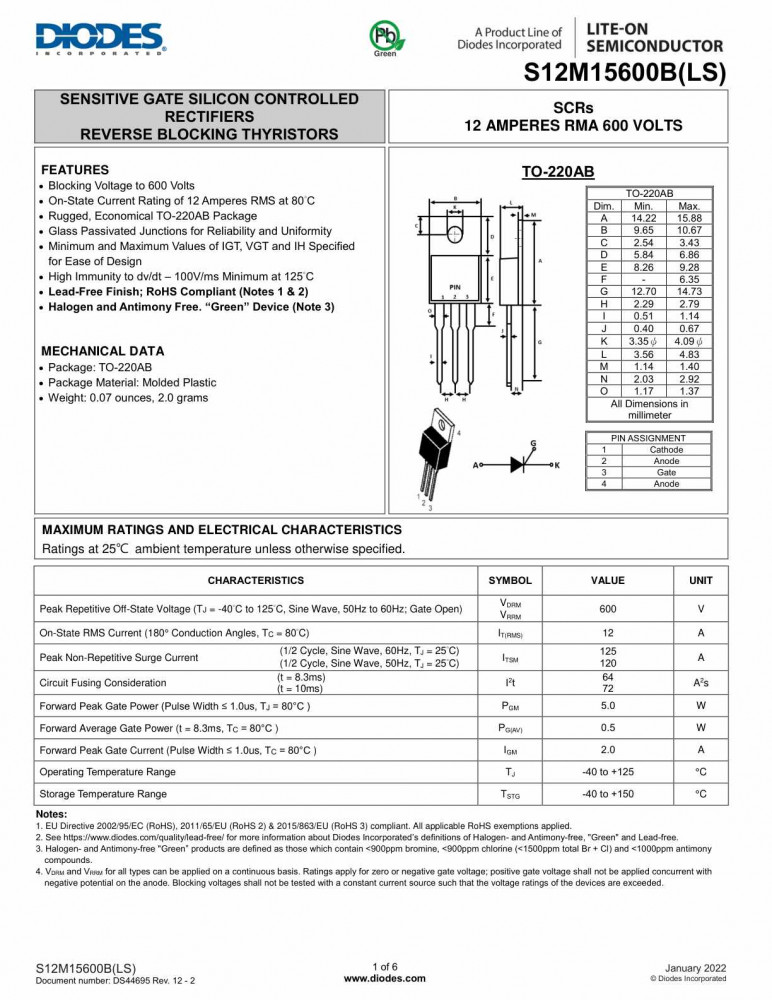 S12M15600B datasheet page 1