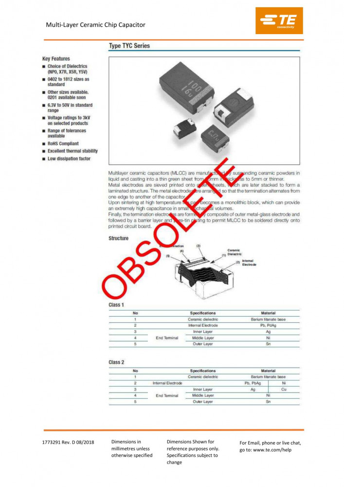 TE Connectivity Type TYC Series document page 1