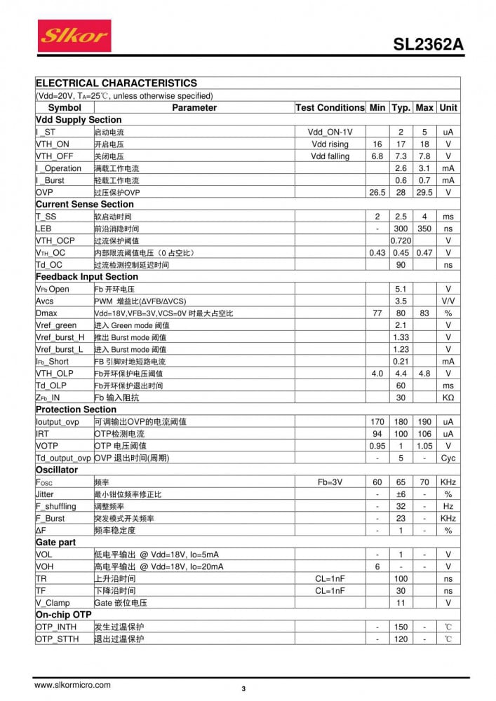 SL2362A datasheet page 3