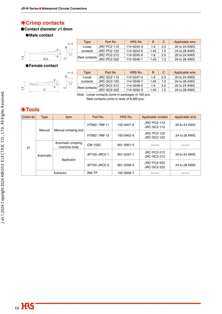 HRS JR-W catalog page 10