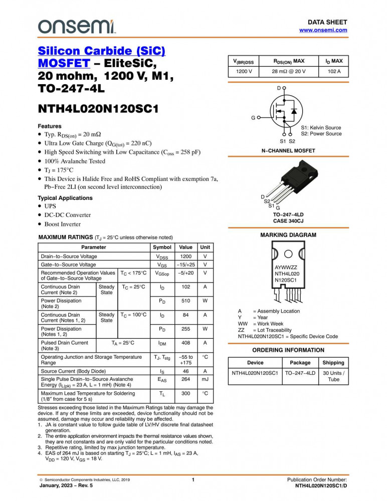 NTH4L020N120SC1 datasheet page 1