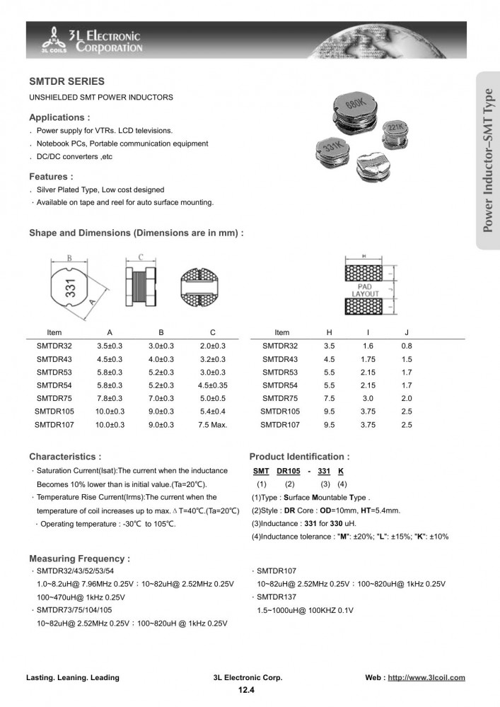 3L COILS SMTDR32 technical document page 5