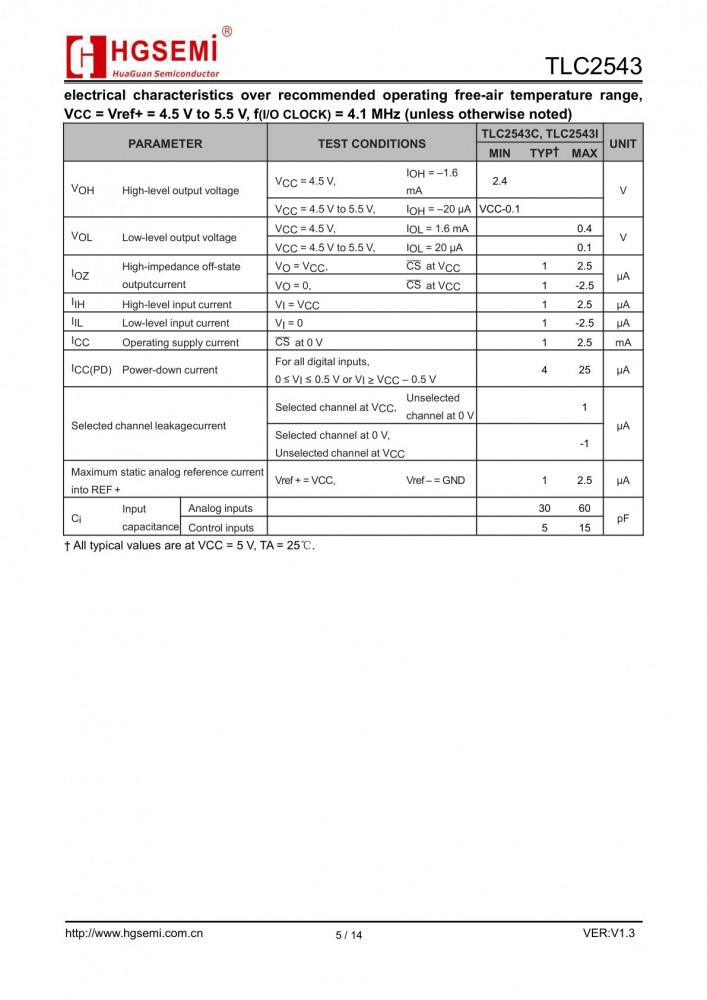 TLC2543CM datasheet page 5
