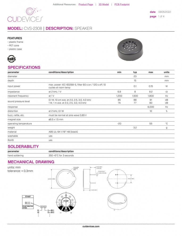 CVS-2308 technical document page 1