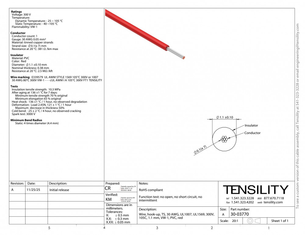 30-03770 product drawing and wire specification