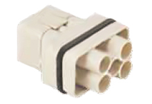 Heavy-Duty Screw Axial Terminal Insert, Male, 2-Pole, 40A, Silver (Ag) Plated Contacts, Size 3A «21x21», with Insulating Shrink Tube, 4.00-10.00mm² wire
