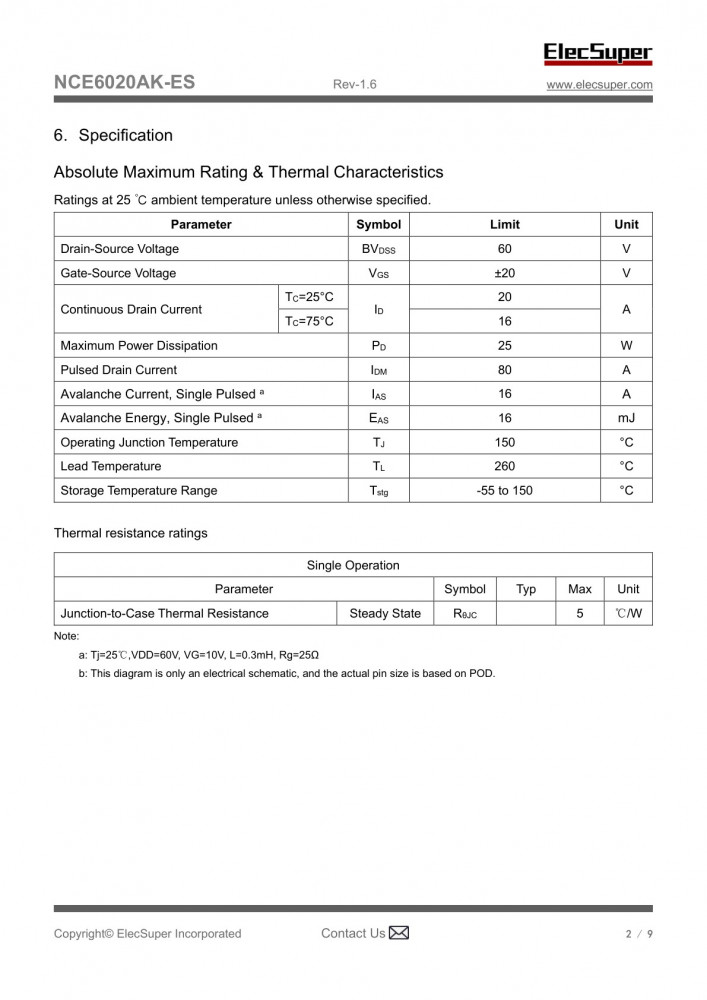 NCE6020AK-ES datasheet page 2