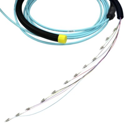 Pre-Terminated Fiber Optic Cable OM3 Tight 12 Fiber LC/LC 140M for sale