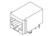 Modular Jack, Right-Angle, Low Profile, 8/8, Panel Stops