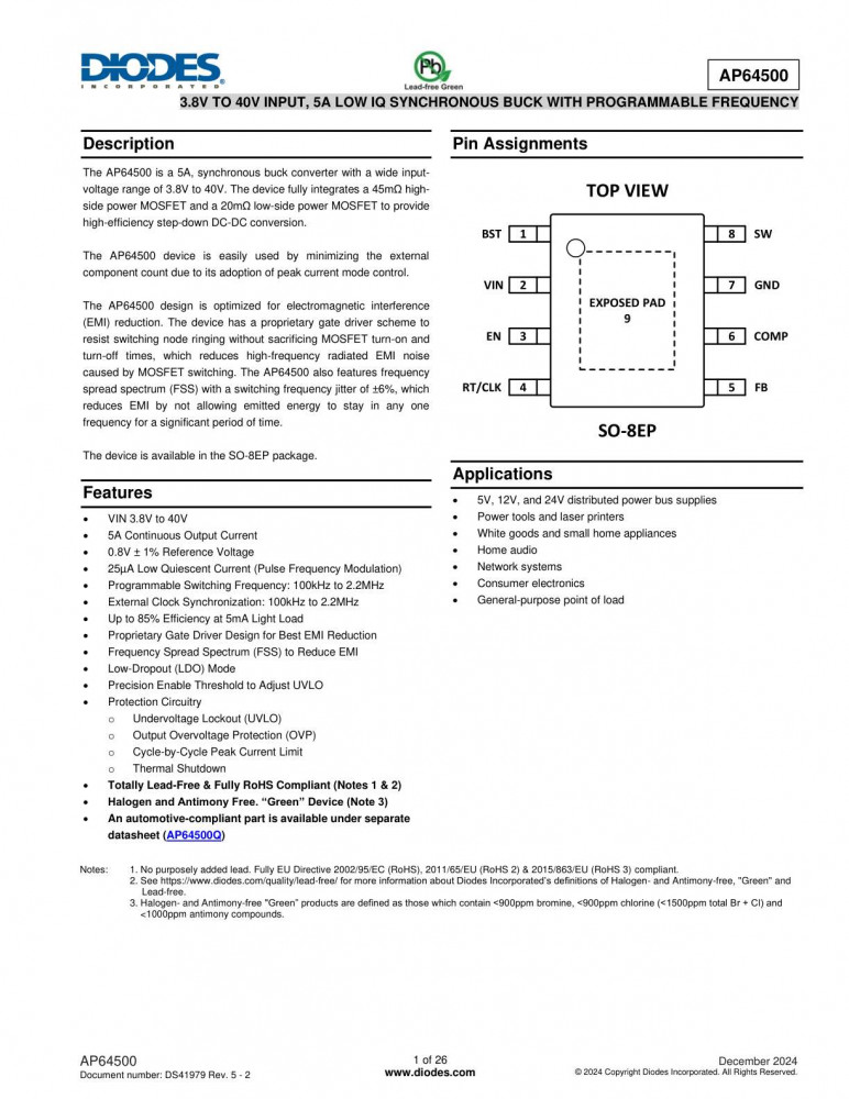 AP64500SP-13 datasheet page 1