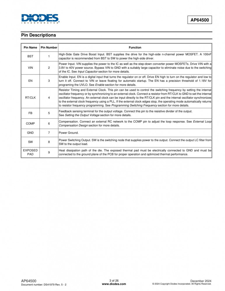 AP64500SP-13 datasheet page 3