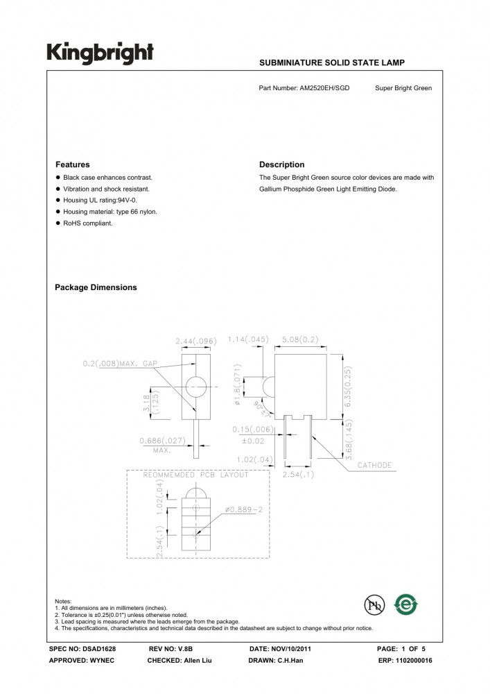 AM2520EH/SGD datasheet page 1