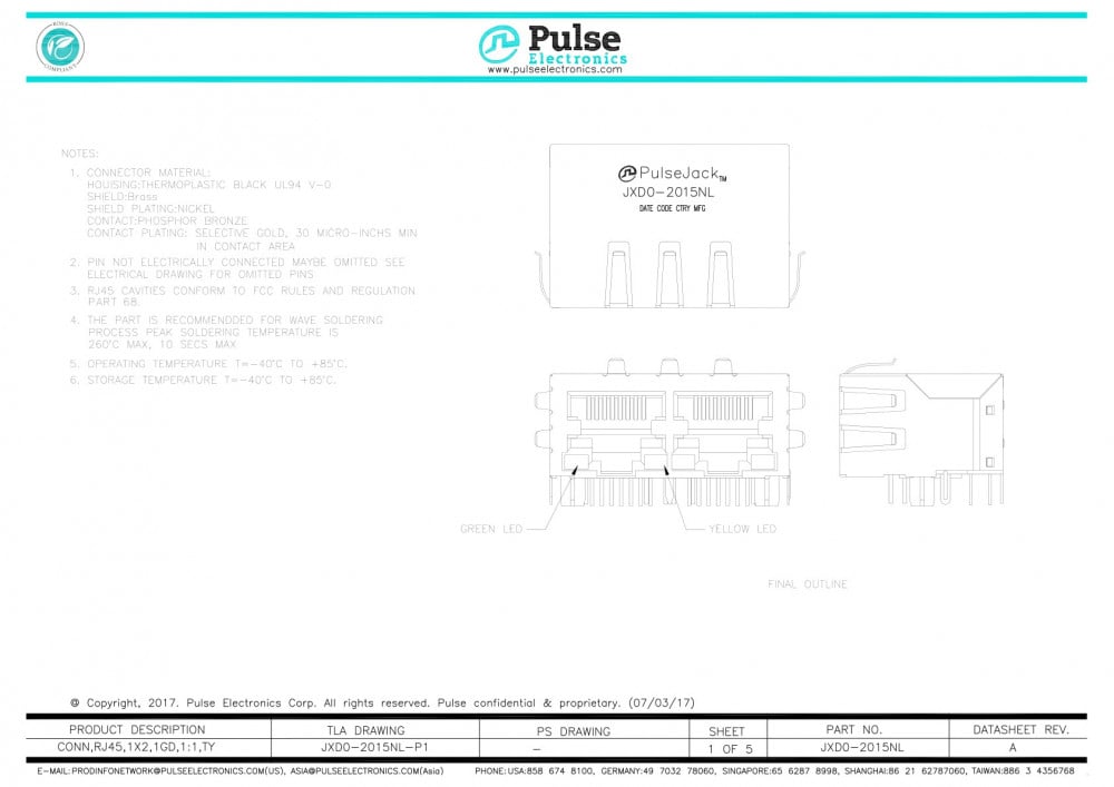 JXD0-2015NL datasheet page 1