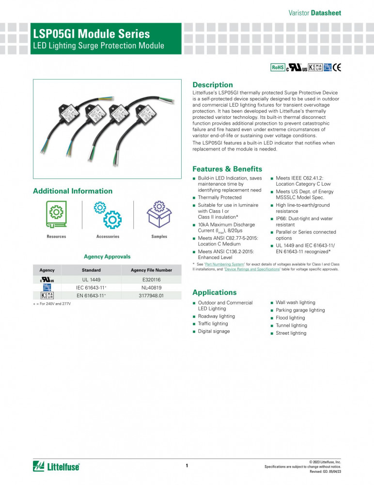 LSP05GI technical document page 1