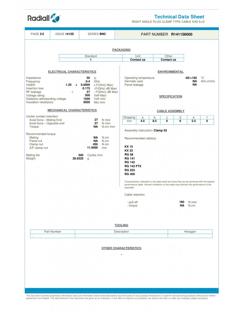 Radiall R141156000 BNC connector datasheet, page 2