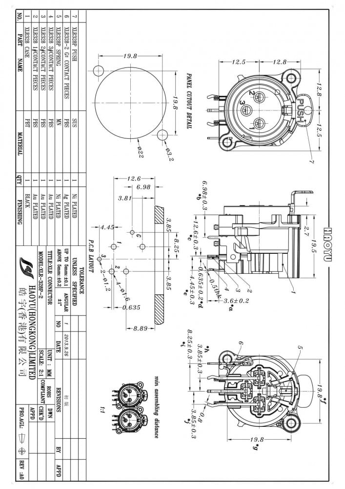 HOOYA XLR-328P-2 construction drawing