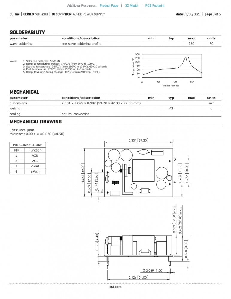 CUI VOF-20B series datasheet page 3