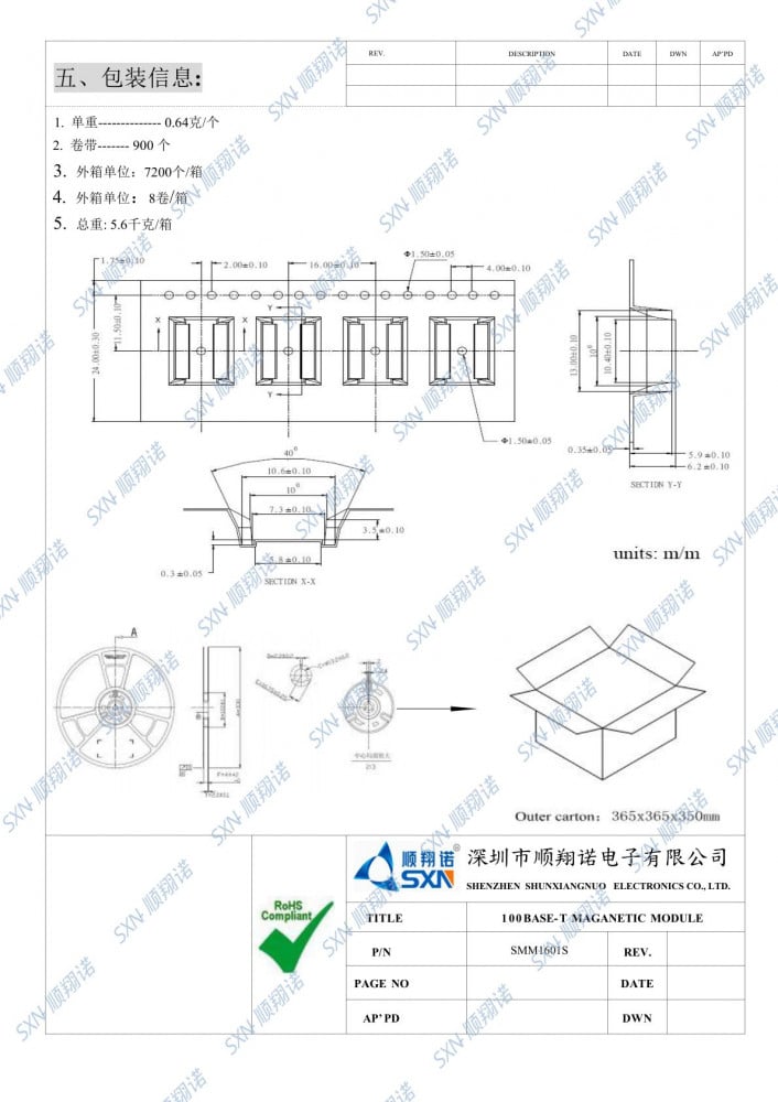 SMM1601S reflow and packaging information