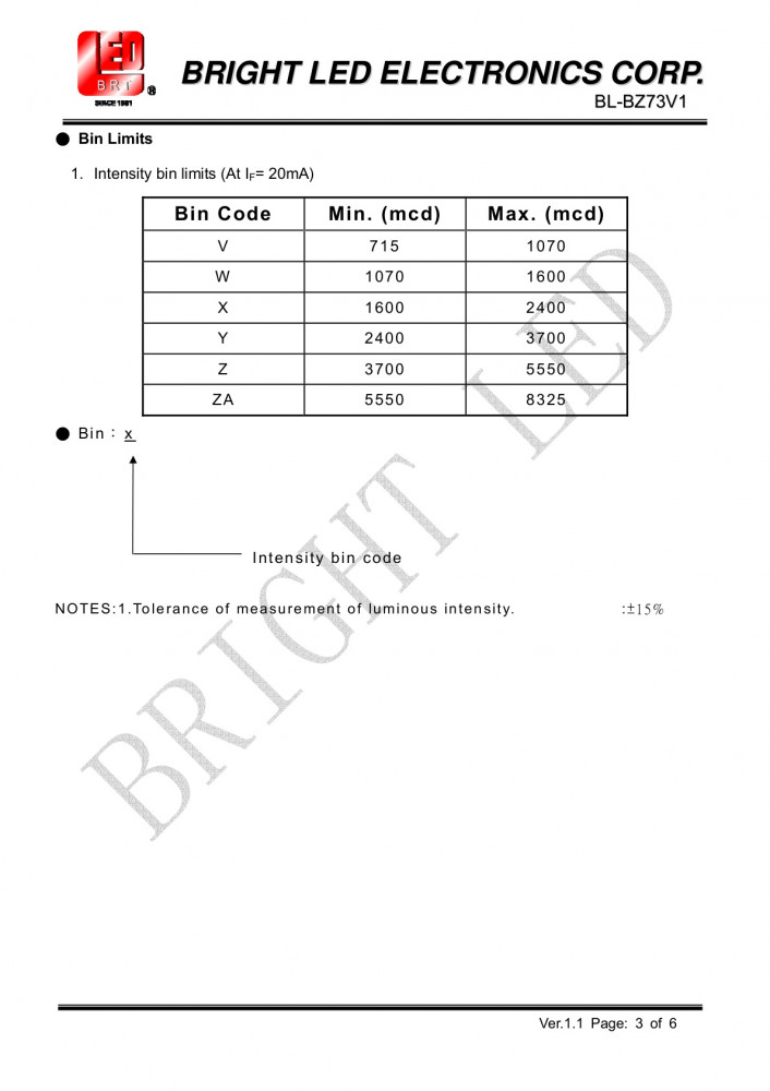 BL-BZ73V1 datasheet page 3