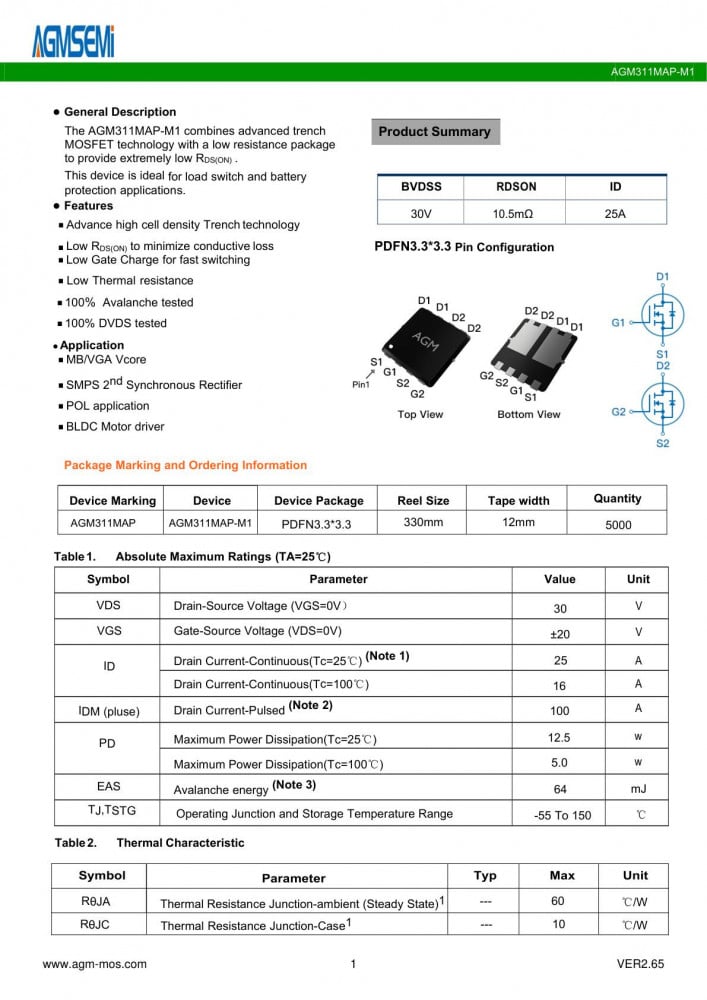 AGM311MAP-M1 datasheet page 1