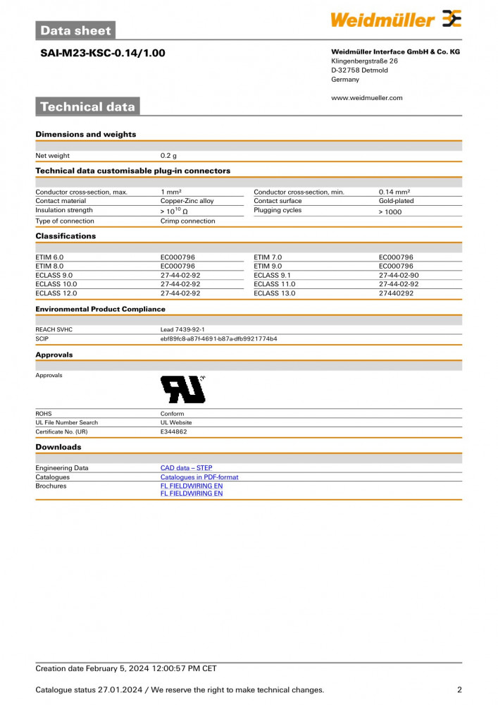 WEIDMULLER 1170150000 documentation page 2