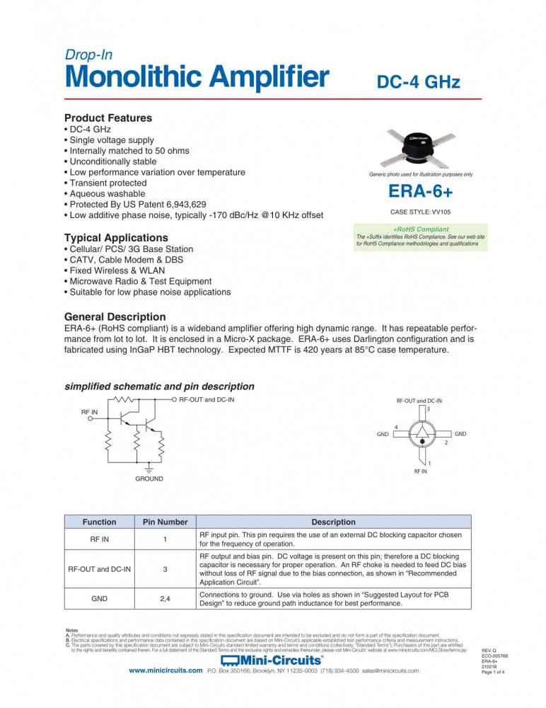 ERA-6+ datasheet page 1