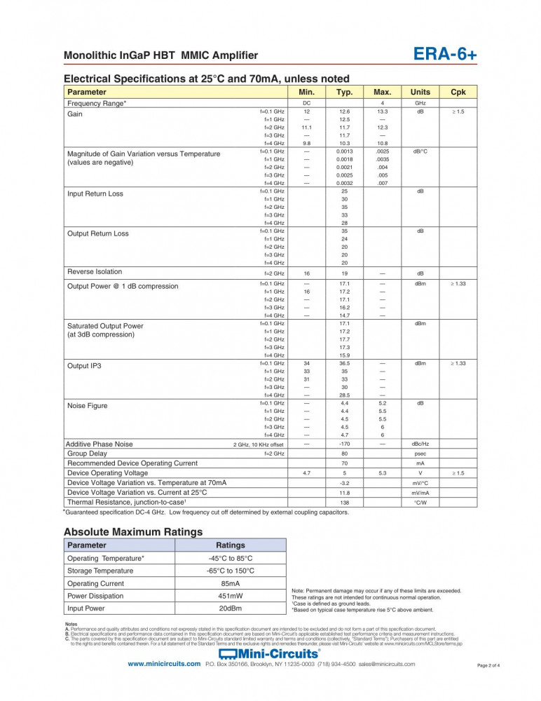 ERA-6+ datasheet page 2