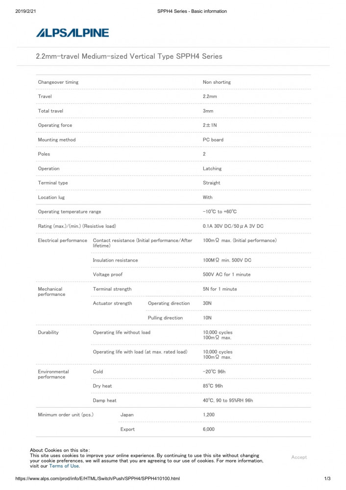 SPPH410100 technical document page 1