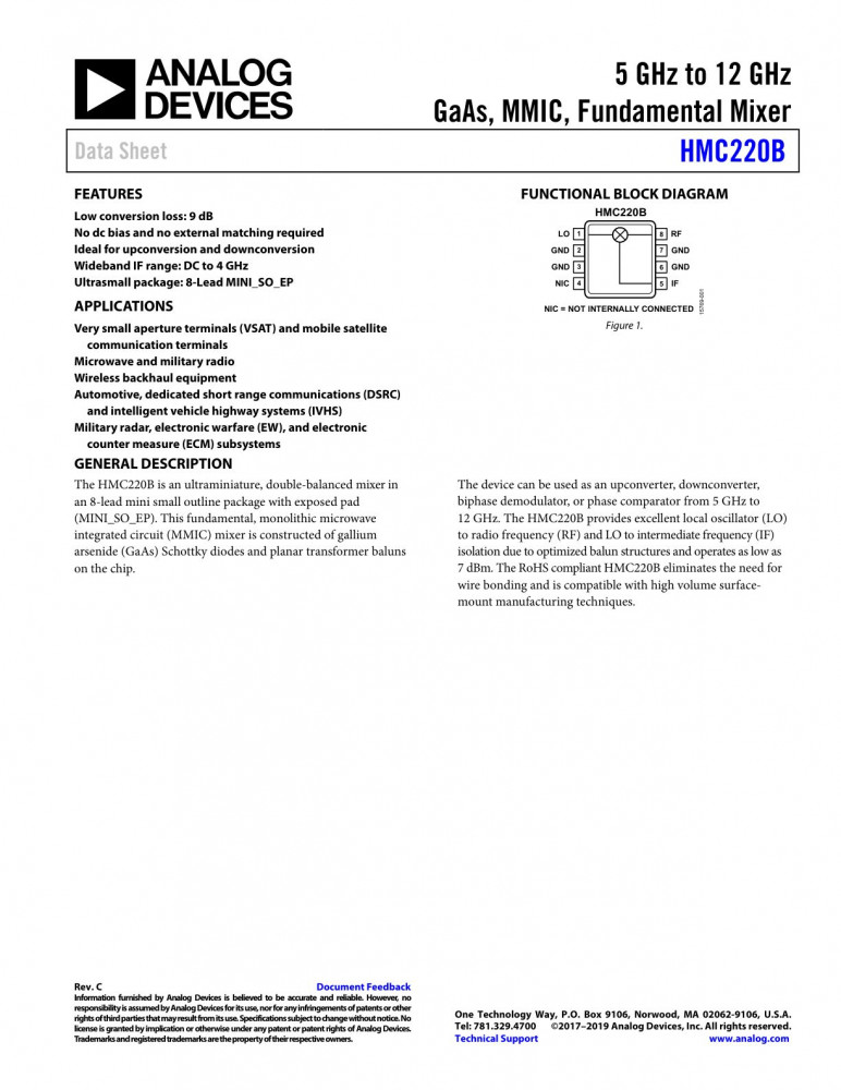 HMC220B datasheet page 1