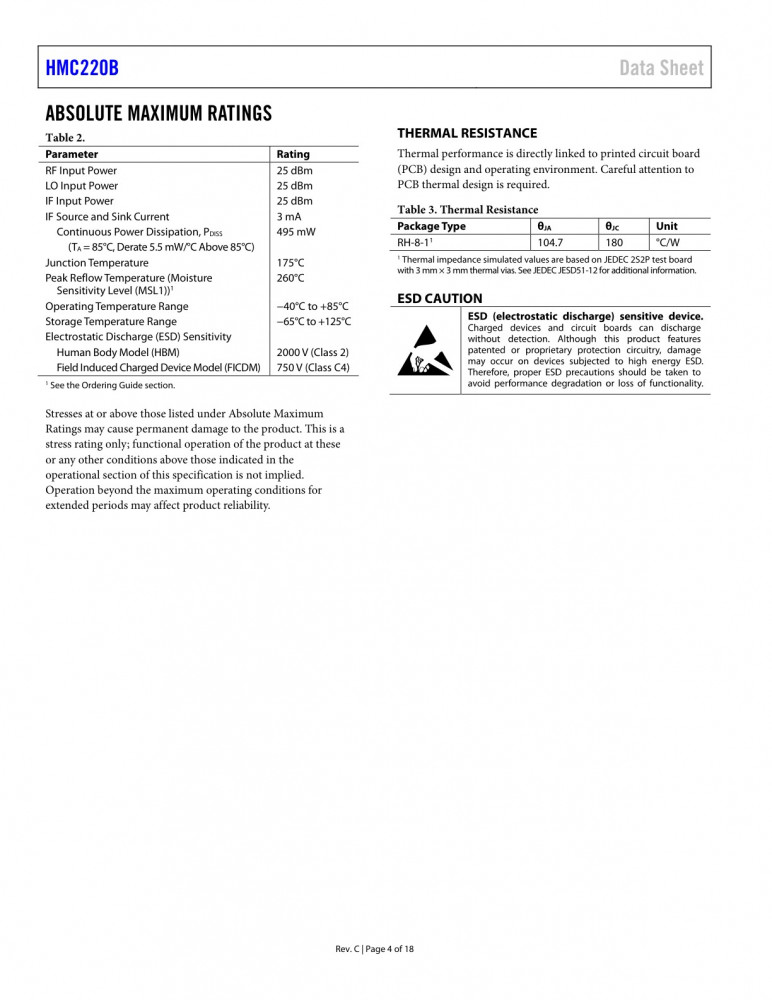HMC220B datasheet page 4