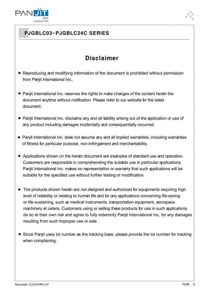 PJGBLC series datasheet page 6