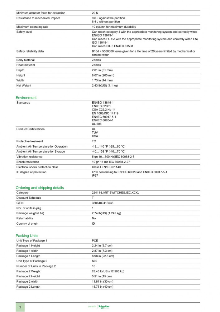 XCSLF3737543 technical document page 2