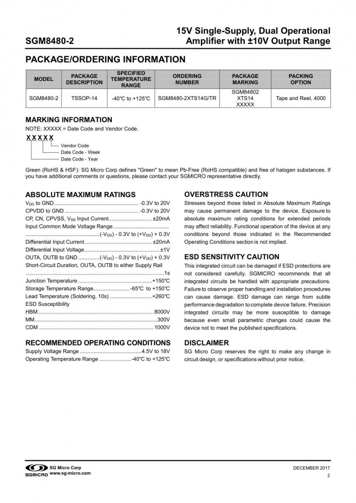 SGM8480-2 datasheet page 2