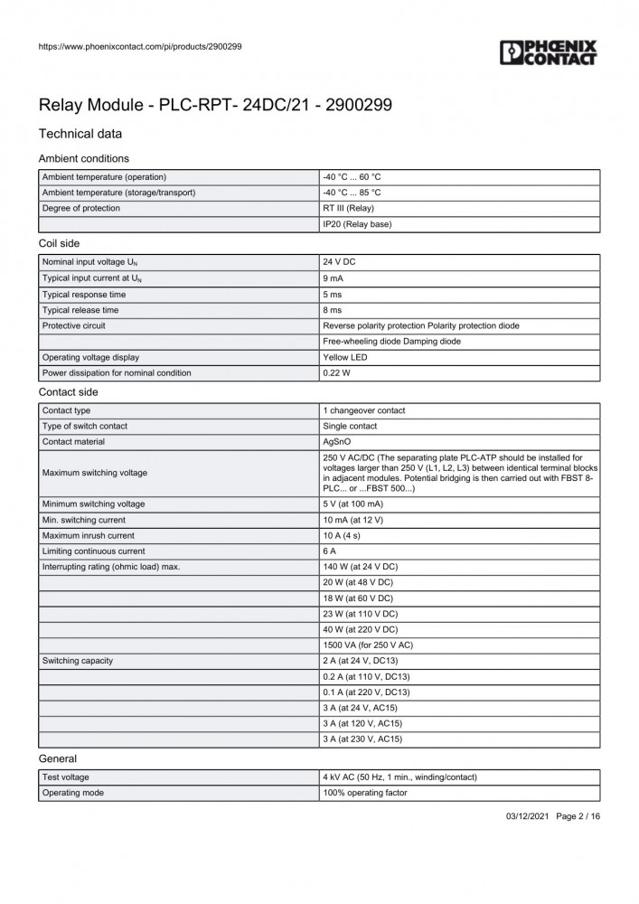Phoenix Contact 2900299 technical document page 2