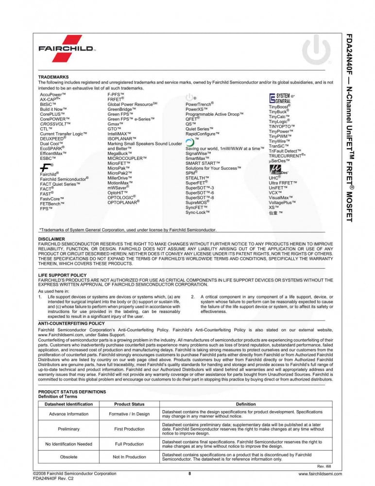 FDA24N40F datasheet page 9
