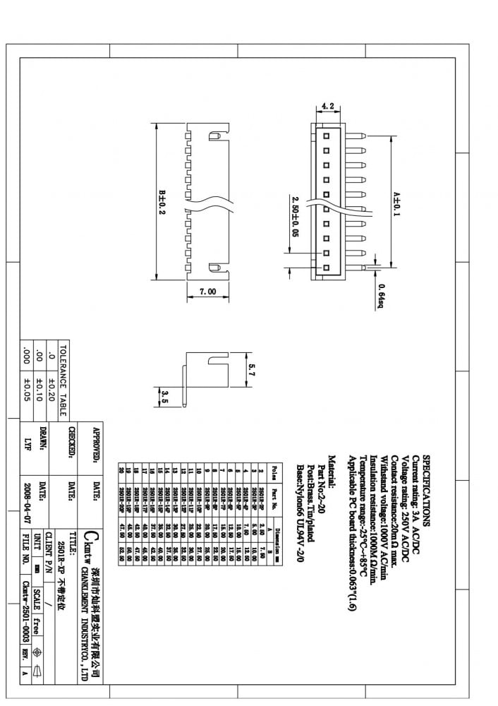 Ckmtw 2501R connector specification drawing