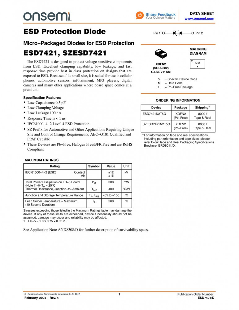 ESD7421 datasheet page image 1
