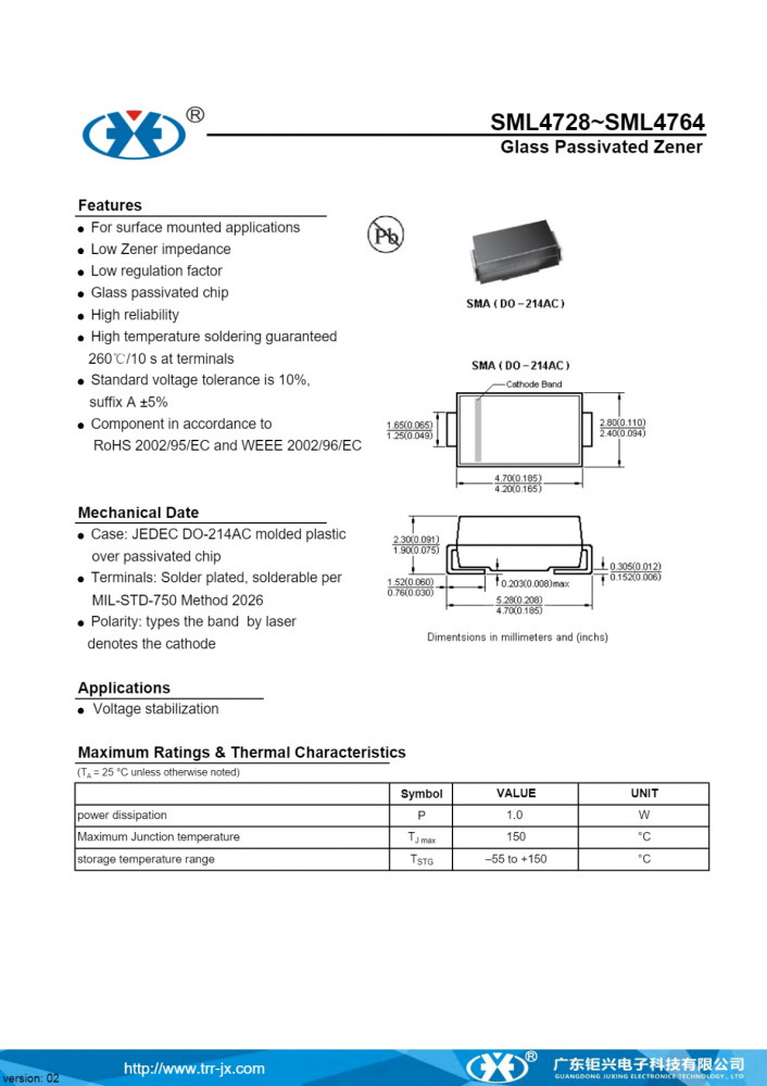 SML4742A datasheet page 1