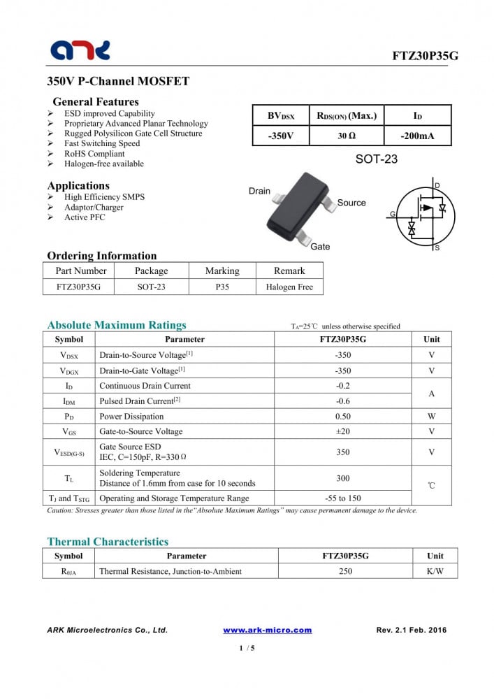 FTZ30P35G datasheet page 1